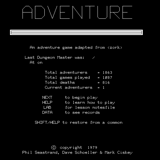 PLATO Adventure (1979) | Renga in Blue